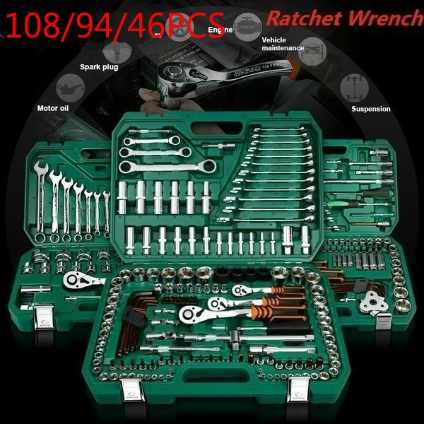 New 108/94/46pcs Ratchet Torque Wrench Kit 1/4-Inch Socket Set Durable ...