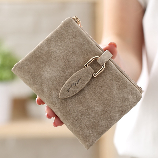 Fashion Women Short Purses Vintage PU Leather Lady Snap Fastener Short ...