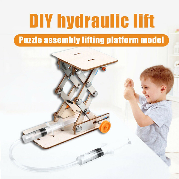 Science Educational Toys Kids DIY Hydraulic Lift Table Model Scientific ...