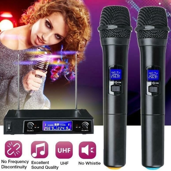 NEW Professional Visible Wireless Microphone Mic System UHF 2 Channel ...