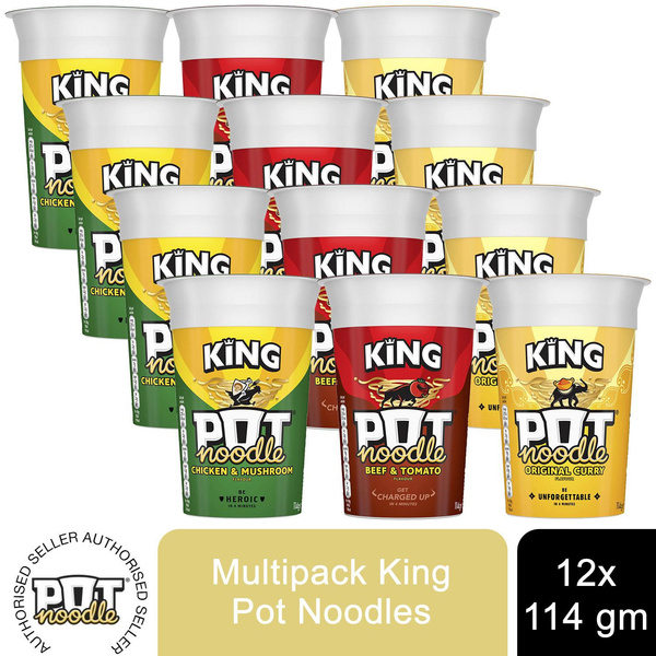 12pk Pot Noodle Mixe Pack of Flavours, Quick Filling Food, King Size ...