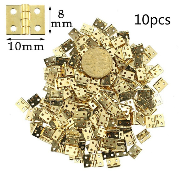 8x10mm 10pcs/pack Miniature Yellow Copper Gift Box Hinge with Nails ...