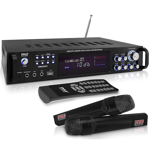 Pyle 3000W 4 Channel Bluetooth Amplifier Receiver w/ Microphones (For ...