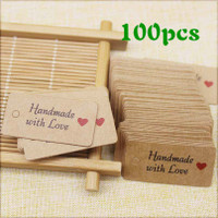 100pcs/lot Handmade with Love Kraft Paper Baking Gifts Hanging Tag DIY ...