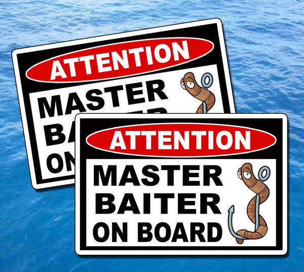 Pair of Funny Bass Boat Off Shore Fish Fishing Prank Joke Sticker Decal ...