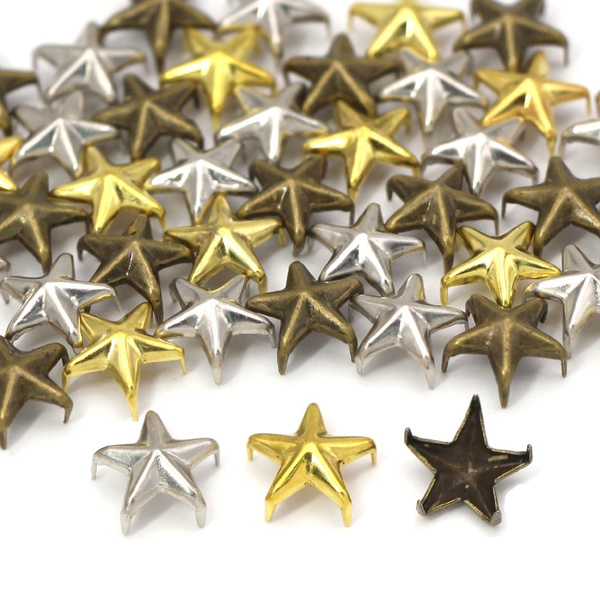 100Pcs 10MM Metal Star Rivets 5Claws Rivets Studs For Clothes Sliver ...