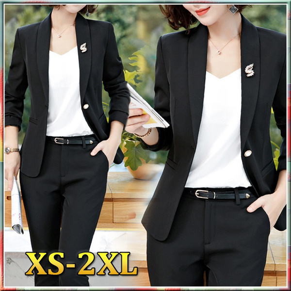2 Pieces Set Shawl Collar Formal Pant Suit Office Lady Uniform Designs