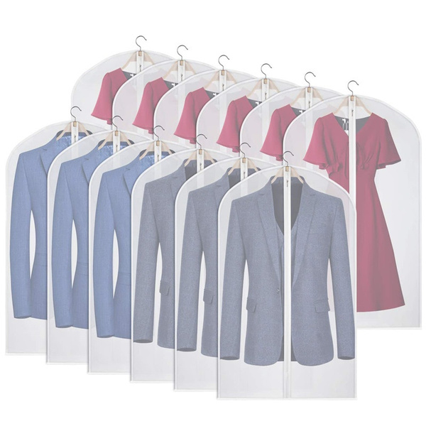 Clear Garment Bag Suit Bags for Storage Set of 12 Hanging Dust-Proof ...
