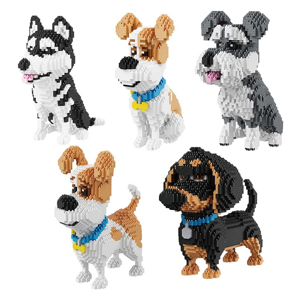 Cartoon Dog Building Blocks Pet Dog Mini Bricks Model Assembly Puzzle ...