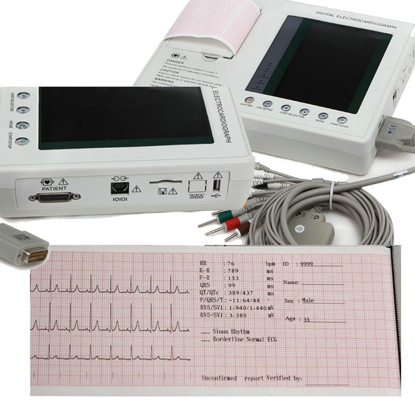 LCD Portable Digital 3-channel 12-lead Electrocardiograph ECG Machine ...