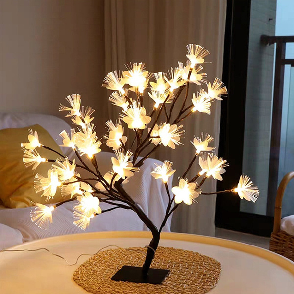 50cm Tabletop Bonsai Tree Light,Usb 36 Led Fiber Optic Flower Tree ...