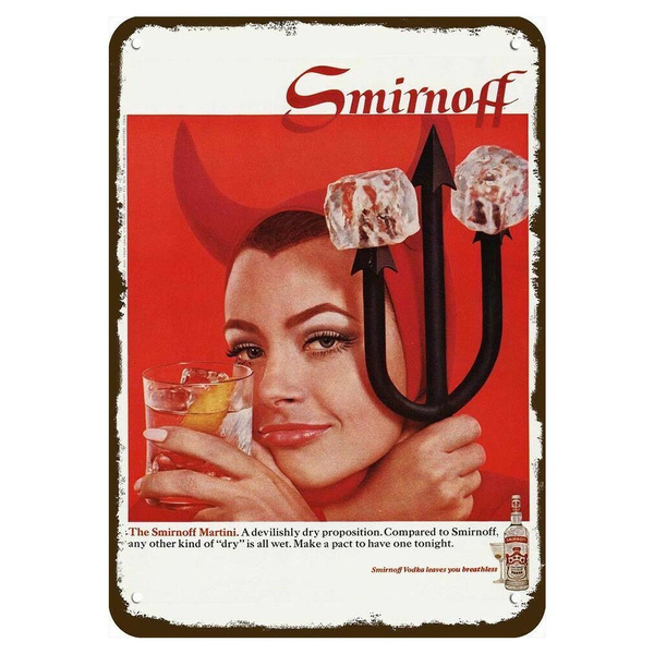 1968 Smirnoff Vodka Vintage Iron Poster Garage Decor Tin Sign Home Bar ...