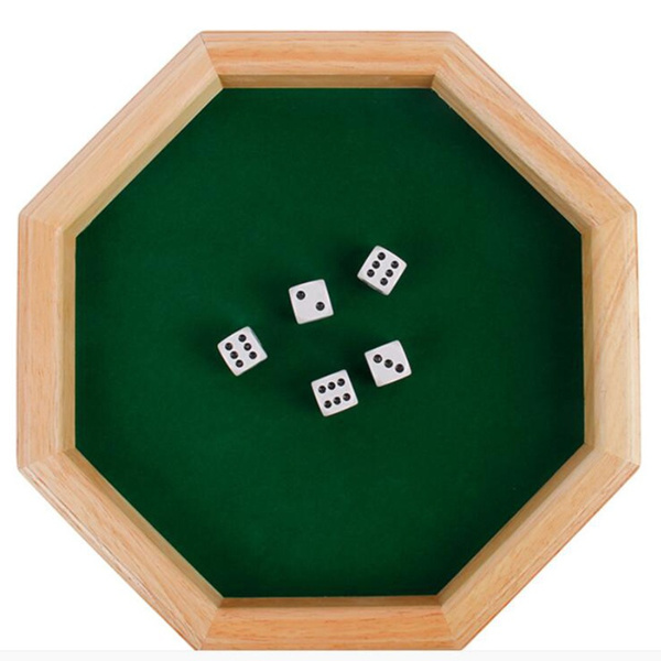 Octagonal Wood Dice Tray Bar Family Party Drinking Fun Games | Wish