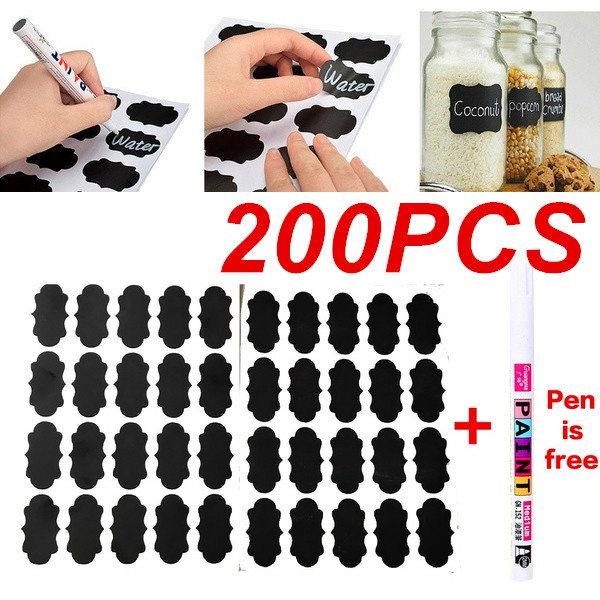 200/100/40/20/15PCS Waterproof Chalk Board Stickers Labels Craft ...