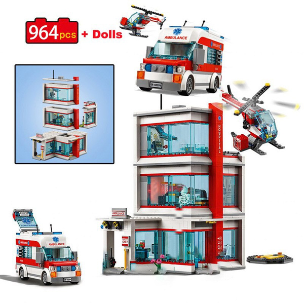 964pcs City Hospital Model Building Blocks Bricks Figures Educational ...