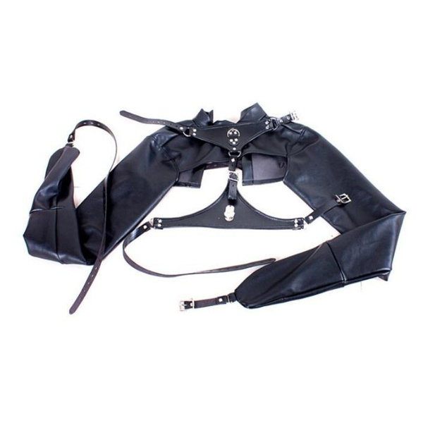 PU Leather Arms To Chest Restraint Belt BDSM Bondage Harness Clothing ...