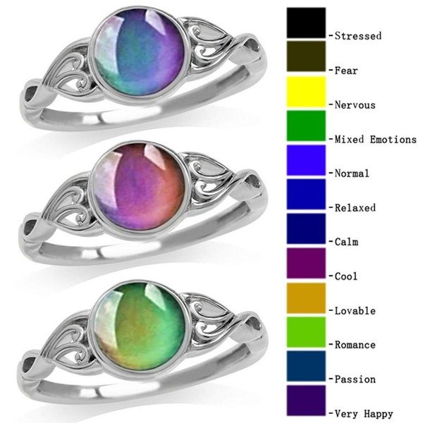 Vintage Retro Mood Change Color Ring For Women Antique Silver Vintage ...