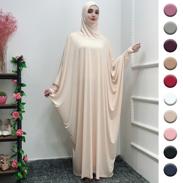 10 Colors Muslim Prayer Jilbab Dress with Hijab Long Khimar Ihram Hajj ...