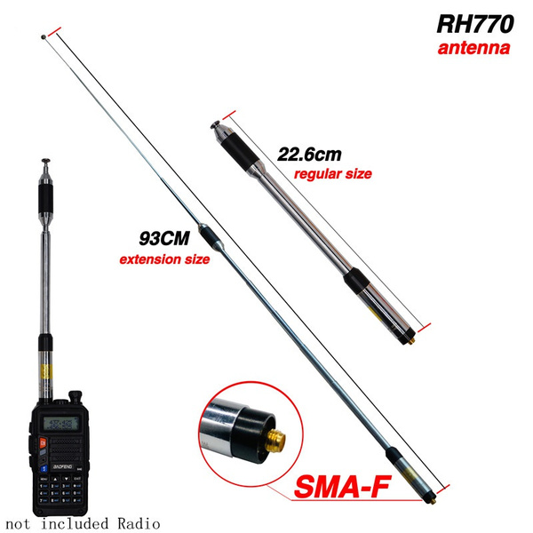 Walkie Talkie Antenna RH770 Dual Band 144/430MHz High Gain SMA-Female Telescopic Handheld Radio ...