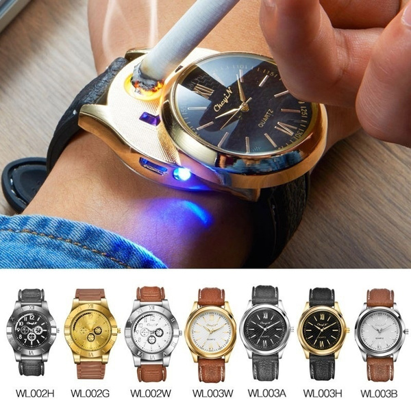 Military USB Charging Lighter Watch Flameless Windproof Cigarette ...