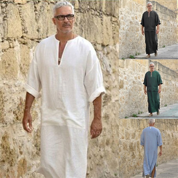 Mens Arabic Long Robes Saudi Arabia Jubba Thobe Kaftan Middle East ...