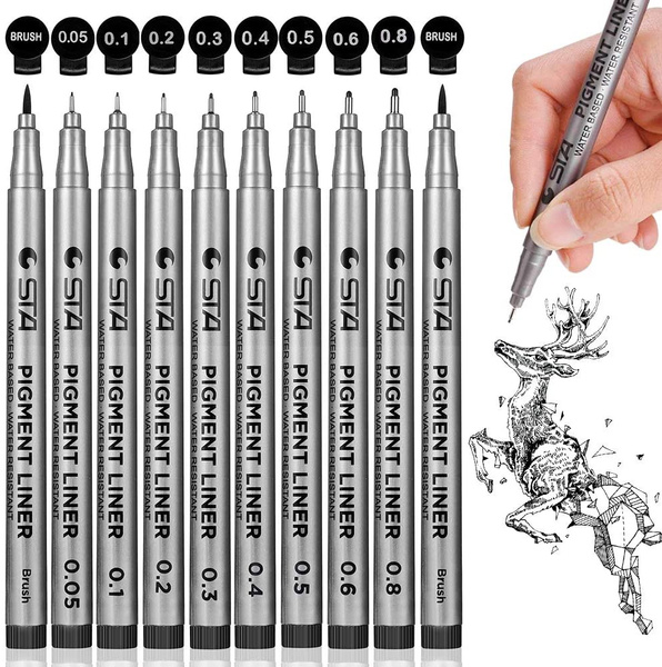 Precision Black Micro-Pen Fineliner Ink Pens, Waterproof Archival Ink ...