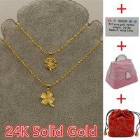 24K Gold-Plated Lucky Clover Pendant + Necklace Set Womans Jewelry Gift ...