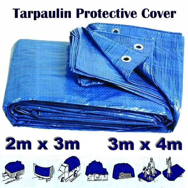 Tarpaulin Blue Waterproof Cover Tarp Ground Camping Sheet Multipurpose ...