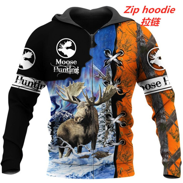 Moose hunting camouflage 3D printed hoodie autumn and winter fashion ...