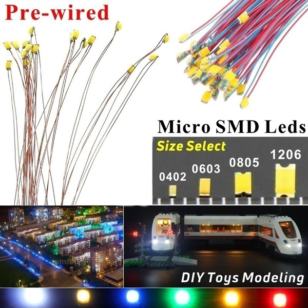 20/10pcs Pre-soldered Micro SMD LED Pre-wired Light Diode for DIY Ho ...