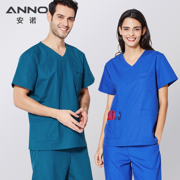 ANNO Short Sleeves Nurse Uniform for Women&Man Medical Scrubs Set ...
