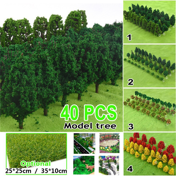 40/1 Pcs Model Trees 2-3 inch Mixed Model Tree for DIY Scenery Train ...