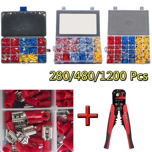 1200/480/280 PCS Mixed Assorted Lug Kit Insulated Electrical Crimp ...