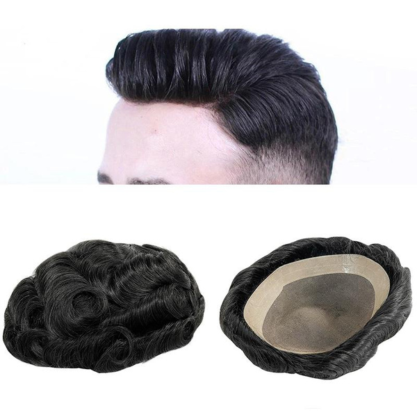 Mens Toupee Mono And Npu Hair Replacement Systems Handmade Wig Natural