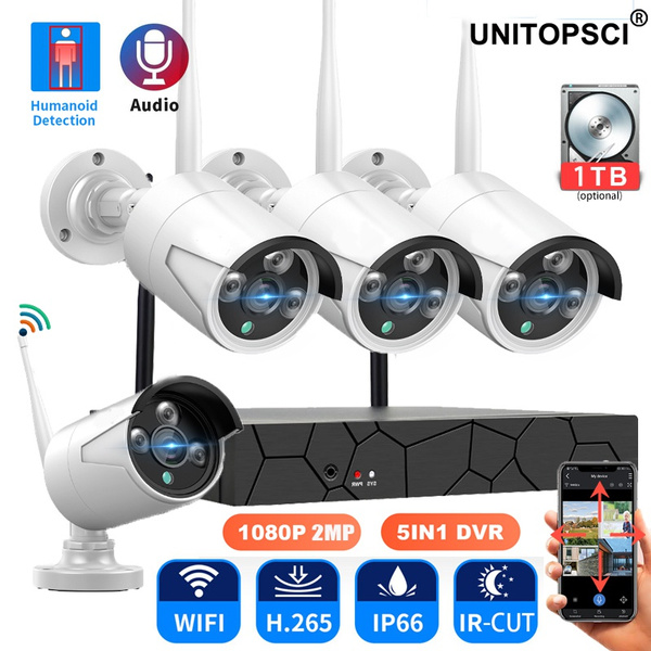 2MP 1080P CCTV System 4CH HD Wireless NVR Kit 1TB HDD IR-CUT WIFI ...