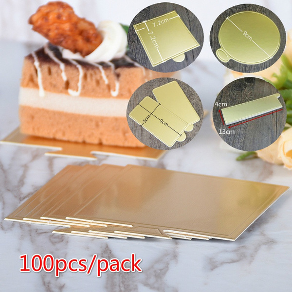 100pcs/lot Gold Mousse Cardboard Base Mousse Paper Cake Tray Pad Holder ...
