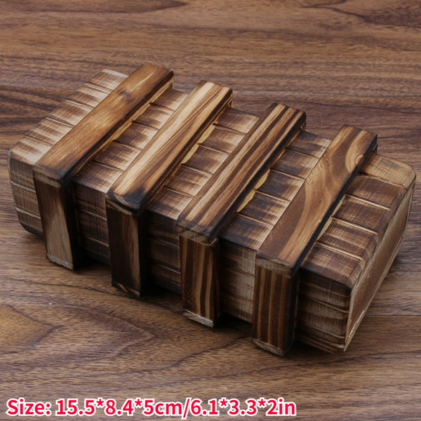 Three Open Antique Vintage Wooden Storage Hidden Magic Gift Box Brain ...