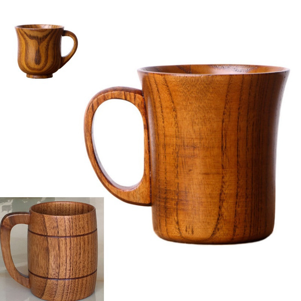 1pc Wooden Cup Primitive Handmade Natural Wood Coffee Tea Beer Juice ...