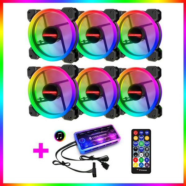 Computer Case Pc Cooler Fan Rgb Fit Led 120mm Silence + Ir Remote ...