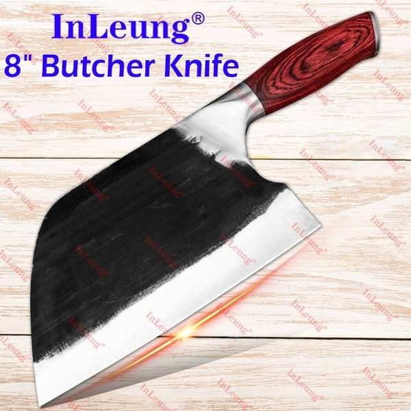 8 Inch Butcher Knife for Meat Cutting Stainless Steel Kitchen Butcher ...