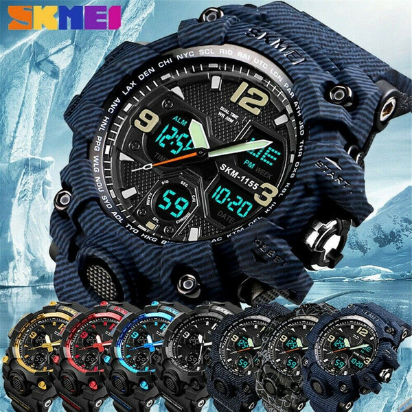 SKMEI Army Military 50M Waterproof Outdoor Sport Mens LED Quartz Analog ...