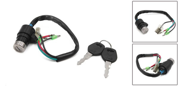 Black 12V 4 Wires Motorcycle Ignition Switch Lock w 2 Keys Set for ...