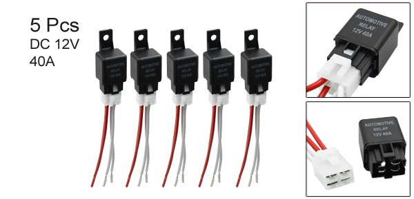 DC 12V 40A SPST 4 Pin Automotive Car Relay with 4 Wires Harness Socket ...