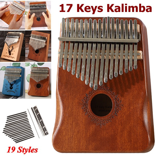 17 Keys Kalimba Percussion Musical Instrument Pine Wooden Thumb Finger ...