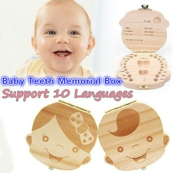 Wooden male and female baby deciduous teeth and deciduous teeth ...