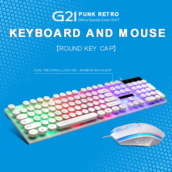 USB Wired Gaming Keyboard and Mouse Set Colorful LED Backlight for ...