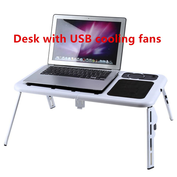Laptop Lap Desk E-Table Bed Foldable Table With USB Cooling Fans Stand ...