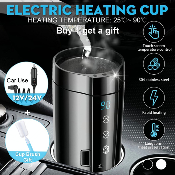 400ml 304 Stainless Steel Portable Car Heating Cup 12V 24V Electric ...