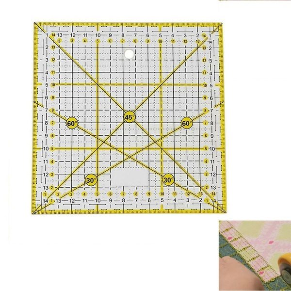 15x15cm Acrylic Patchwork Ruler 30/45/60/90 Square Quilting Rulers with ...