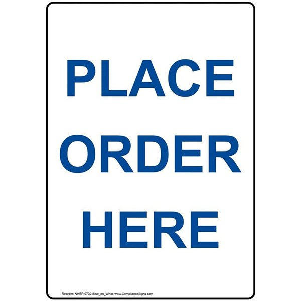 YFULL Vertical Metal Place Order Here Tin Sign, 8" X 12" with English ...